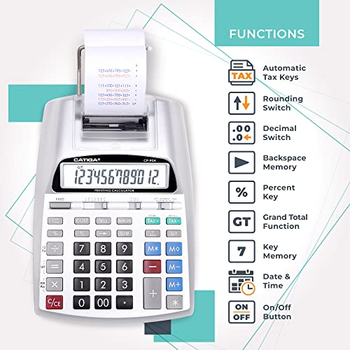 CATIGA New & Upgraded 2023 Printing Calculator Adding Machine 10 Key, Desktop Home Office Calculator with Paper Roll Print Out, Accounting Business Finance