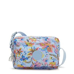 kipling women's abanu medium crossbody bag, lightweight, adjustable nylon waist pack, wild flowers