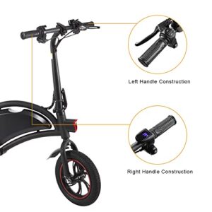 Winado Foldable Electric Bike for Adults & Teens, 12'' Wheels 250W Ebike with Rechargeable Battery & Power Display & LED Headlight & Twist Throttle for City Commuter Cycling