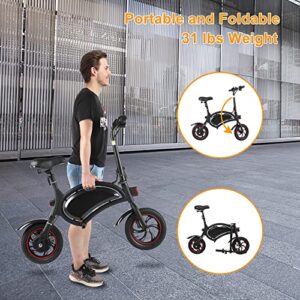 Winado Foldable Electric Bike for Adults & Teens, 12'' Wheels 250W Ebike with Rechargeable Battery & Power Display & LED Headlight & Twist Throttle for City Commuter Cycling