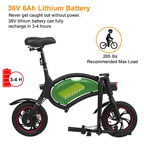 Winado Foldable Electric Bike for Adults & Teens, 12'' Wheels 250W Ebike with Rechargeable Battery & Power Display & LED Headlight & Twist Throttle for City Commuter Cycling