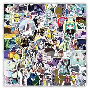 50pcs cyberpunk: edgerunners stickers cool manga decal stickers for laptop cellphone water bottle skateboard luggage car bumper (edge runner)