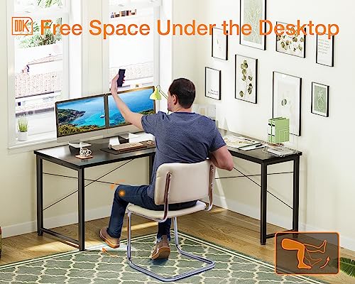 ODK L Shaped Desk, Computer Corner Desk, Gaming Desk, Home Office Writing Desk, Modern Wooden Workstation Desk, Easy to Assemble, 53 Inch, Black