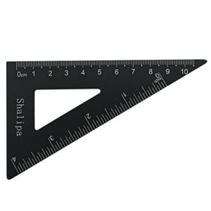 Shalipa Triangle Ruler Four-Piece Set Aluminum Alloy Geometric Protractor Mathematical Triangle Ruler Set Student Stationery (Black)