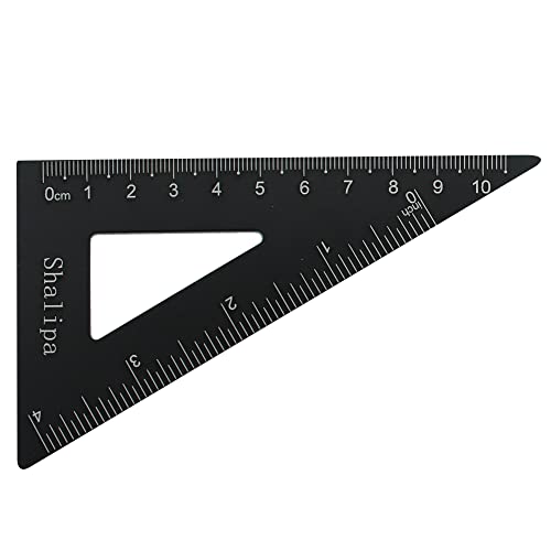 Shalipa Triangle Ruler Four-Piece Set Aluminum Alloy Geometric Protractor Mathematical Triangle Ruler Set Student Stationery (Black)