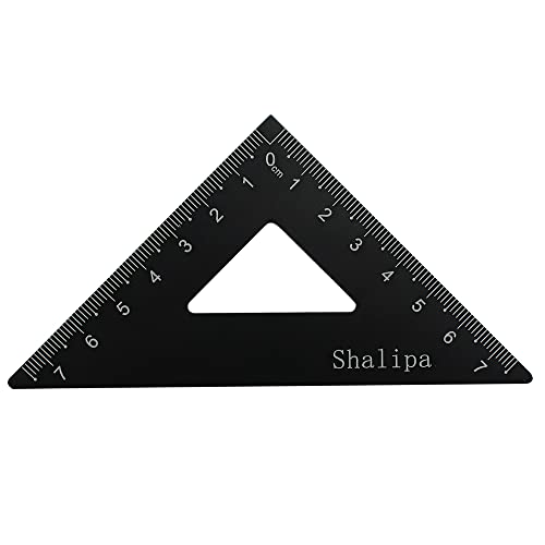 Shalipa Triangle Ruler Four-Piece Set Aluminum Alloy Geometric Protractor Mathematical Triangle Ruler Set Student Stationery (Black)