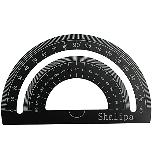 Shalipa Triangle Ruler Four-Piece Set Aluminum Alloy Geometric Protractor Mathematical Triangle Ruler Set Student Stationery (Black)