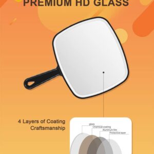 OWBIA Large Hand Mirror, Handheld Mirror with Handle, Salon Mirror for Barber Hairdressing (12.4" x 9")