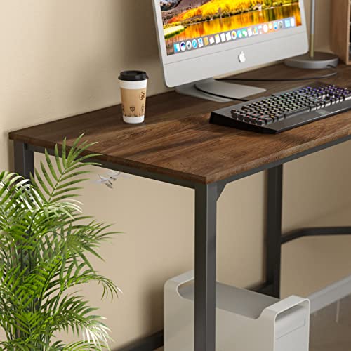 TinyTimes 54.3" L-Shaped Computer Desk, Corner Desk, Computer Desk, for Home Office Writing Study Workstation Industrial Style PC Laptop Table Gaming Desk Save Space Easy Assembly -Brown+Black