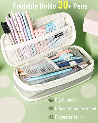 Nicpro 46PCS Aesthetic School Supplies With Big Capacity Pen Case, 26PCS Cute Pastel Mechanical Pencils 0.5 mm & 0.7 mm with 12 Tube HB Lead Refills, Erasers,Eraser Refills for Student Writing Drawing