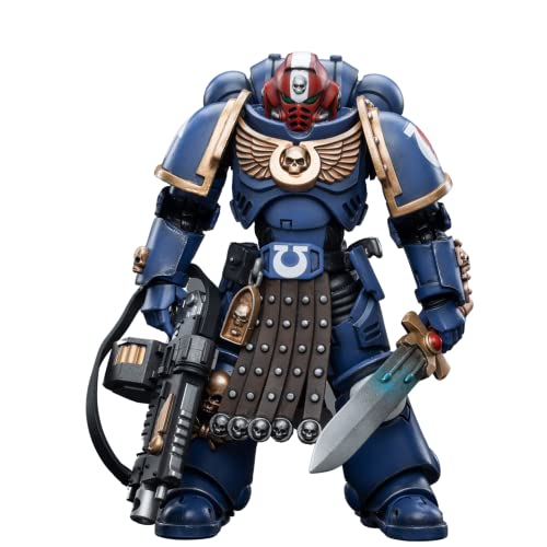 JoyToy 1/18 Warhammer 40,000 Action Figure Ultramarines Intercessor Veteran Sergeant Brother Aeontas (5.3 Inch)