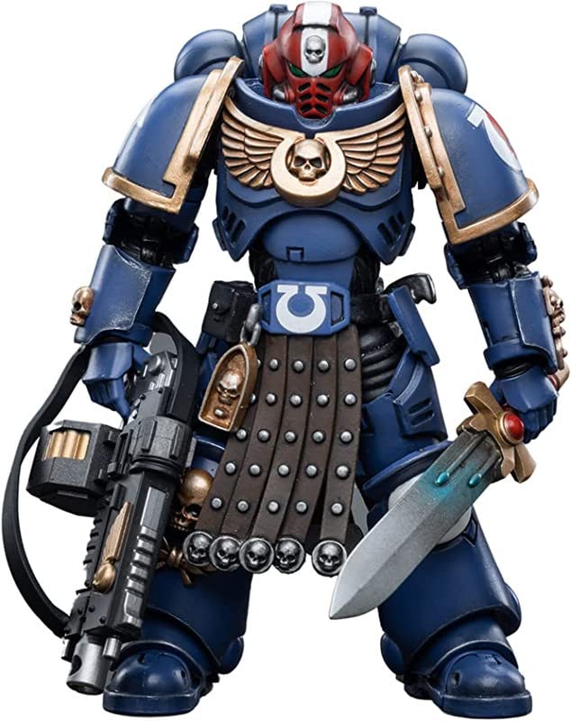 JoyToy 1/18 Warhammer 40,000 Action Figure Ultramarines Intercessor Veteran Sergeant Brother Aeontas (5.3 Inch)