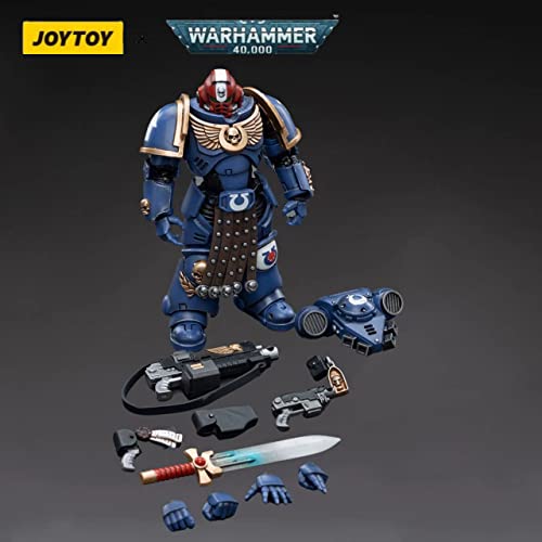 JoyToy 1/18 Warhammer 40,000 Action Figure Ultramarines Intercessor Veteran Sergeant Brother Aeontas (5.3 Inch)