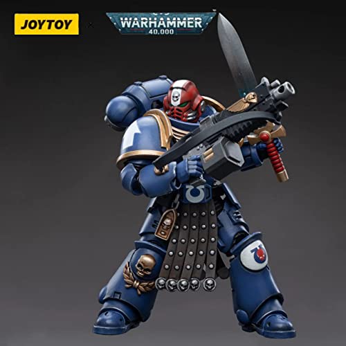 JoyToy 1/18 Warhammer 40,000 Action Figure Ultramarines Intercessor Veteran Sergeant Brother Aeontas (5.3 Inch)