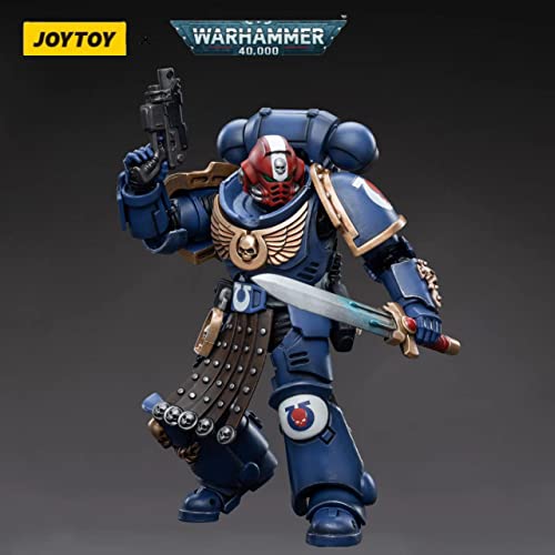 JoyToy 1/18 Warhammer 40,000 Action Figure Ultramarines Intercessor Veteran Sergeant Brother Aeontas (5.3 Inch)