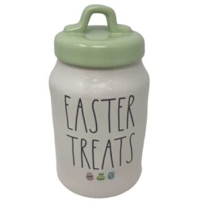 rae dunn by magenta easter food storage canisters with air tight lid (easter treats/white/8.5" height x 4.5" diameter)