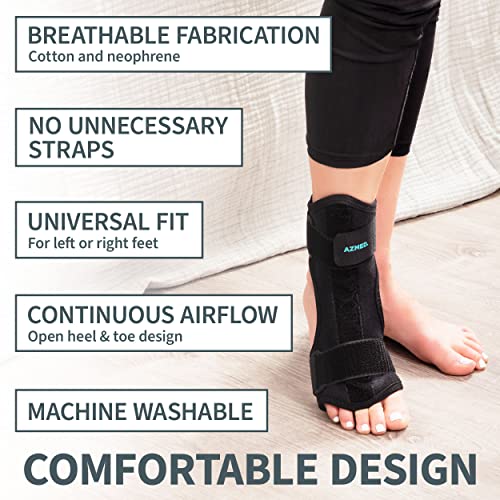 AZMED Plantar Fasciitis Night Splint for Men, Women | Compression Foot Sleeve for Heel, Ankle & Achilles Tendonitis | Adjustable Arch Support Foot Brace for Pain Relief | Light, Breathable