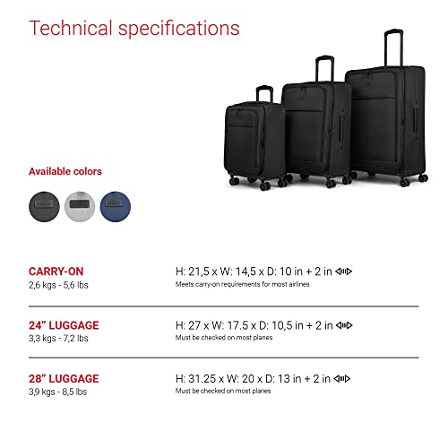 BUGATTI Reborn Collection 28 Inch Spinner Luggage for Airplanes, Large Expandable Suitcase with 360-Degree Spinner Wheels, Retractable Handle, Black