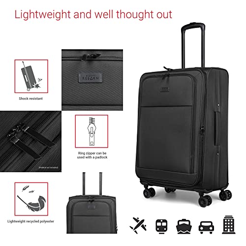 BUGATTI Reborn Collection 28 Inch Spinner Luggage for Airplanes, Large Expandable Suitcase with 360-Degree Spinner Wheels, Retractable Handle, Black