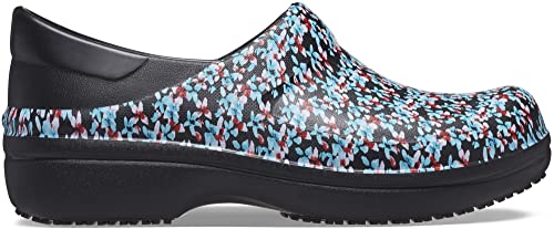 Crocs Women's Neria Pro II Clog, Slip Resistant Work Shoes, Black/Ice Blue, 9