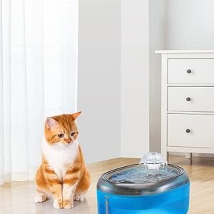 Olelica Cat Water Fountain, 71fl oz/2.1L Ultra Quiet Dog Dispenser, Automatic Pet Fountain for Cats Inside, Dispenser with 1 Replacement Filter Dogs Multiple Pets (Blue)