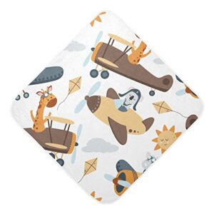 pigsaly cute giraffe koala hooded baby towel airplane animals baby bath towel unisex soft organic cotton washcloths toddlers shower gifts for boys girls newborn 30 x 30 in