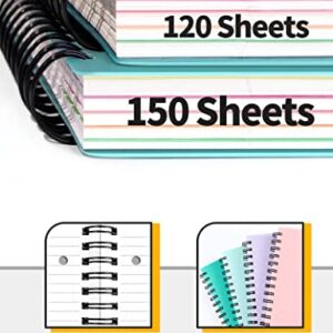 SUNEE 5 Subject Notebook College Ruled - 300 Pages, 8.2"x10.8", Spiral Lined Notebook with 5 Pocket Colored Dividers, 3-Hole Punched Paper, Teal Notebooks for School Supplies, Home & Office, Writing Journal