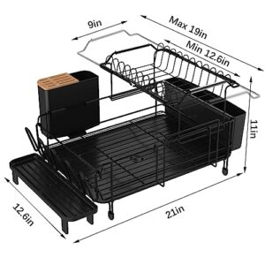 Runnatal Large Dish Drying Rack with Drainboard Set, Detachable 2-in-1 Large-Capacity 2-Tier Over The Sink Dish Drying Rack and Dish Drainer for Kitchen Counter