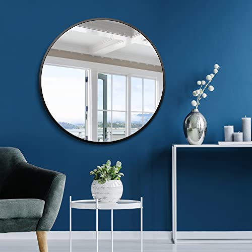 Itrue Black Round Mirror 12 Inch Small Metal Frame Mirrors for Wall with Wall Mount Hook for Home Decor