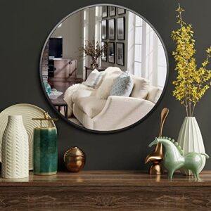 Itrue Black Round Mirror 12 Inch Small Metal Frame Mirrors for Wall with Wall Mount Hook for Home Decor