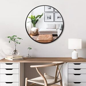 Itrue Black Round Mirror 12 Inch Small Metal Frame Mirrors for Wall with Wall Mount Hook for Home Decor