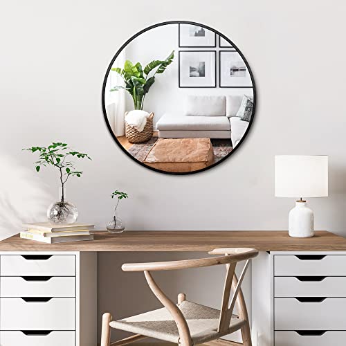 Itrue Black Round Mirror 12 Inch Small Metal Frame Mirrors for Wall with Wall Mount Hook for Home Decor