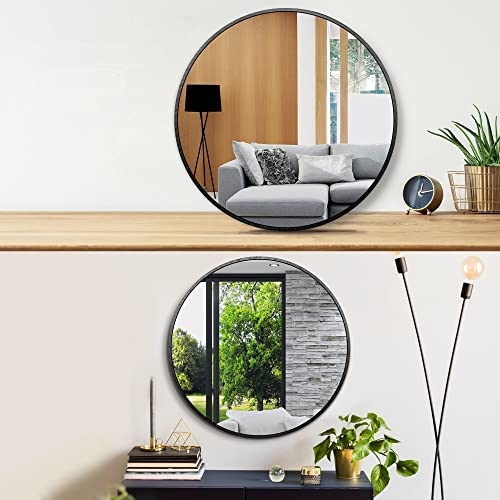 Itrue Black Round Mirror 12 Inch Small Metal Frame Mirrors for Wall with Wall Mount Hook for Home Decor