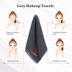 30 Pcs Soft Cotton Makeup Remover Towels 12 x 12 Inch Wash Cloths for Your Face Makeup Towels with Makeup Embroidery Reusable Washcloth for Women Gentle Face Wash, Makeup Removal (Gray)