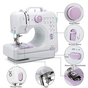 Mini Sewing Machine by Astrophos (Including Extension Table and Sewing Supplies Set) - Small Electric Overlock Sewing Machines with 2 Speed 12 Built-in Stitch Patterns AP-005-A9