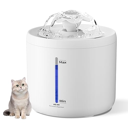 IFurffy Cat Water Fountain, 2L/67Oz Cat Water Dispenser with Smart Pump and 2 Flow Modes,BPA-Free Automatic Pet Water Fountain with Led Light,Ultra Silent Dog Drinking Fountain for Pets