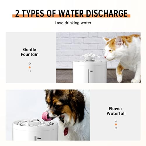 IFurffy Cat Water Fountain, 2L/67Oz Cat Water Dispenser with Smart Pump and 2 Flow Modes,BPA-Free Automatic Pet Water Fountain with Led Light,Ultra Silent Dog Drinking Fountain for Pets