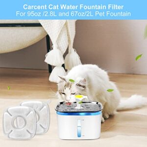 Carcent Cat Water Fountain Filter, 16 PCS Pet Fountain Replacement Filters - 8 Pack Replacement Pre-Filter Sponges & 8 Pack Replacement Filters for 95oz and 67oz Automatic Pet Water Fountain