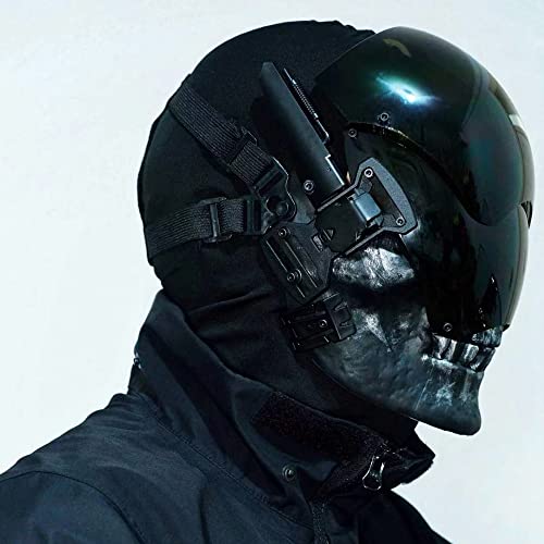 Marikito Cyberpunk mask adult helmet, Techwear futurism mask, Halloween holiday party role play costume props, anti fog lens (skull)