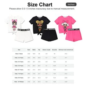 L.O.L. Surprise! Girls Clothes Set Character Print Short Sleeve Tee Top and Shorts Girl Clothes Black 8-9 Years