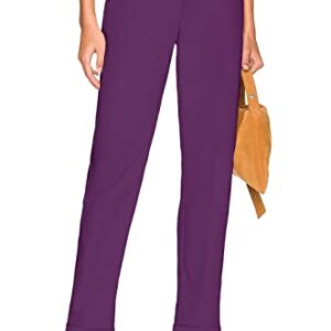 Women's High Waist Lightweight Solid Long Pants Elegant Office Trousers P5324SL CDS Purple M