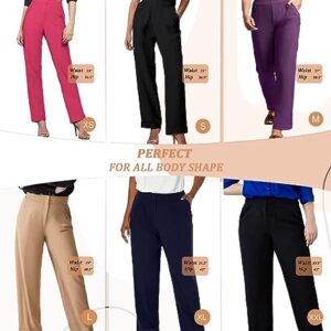 Women's High Waist Lightweight Solid Long Pants Elegant Office Trousers P5324SL CDS Purple M