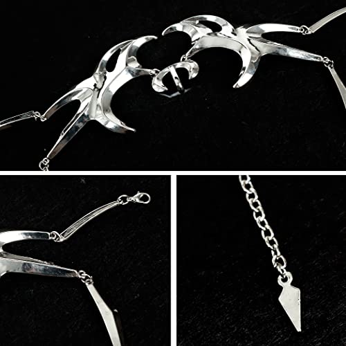 Junova Liquid Irregular Silver Steel Mask Hollow Face Chain Cyber Punk Mask Nightclub Costume Cosplay Face Accessories(Sstyle-1)