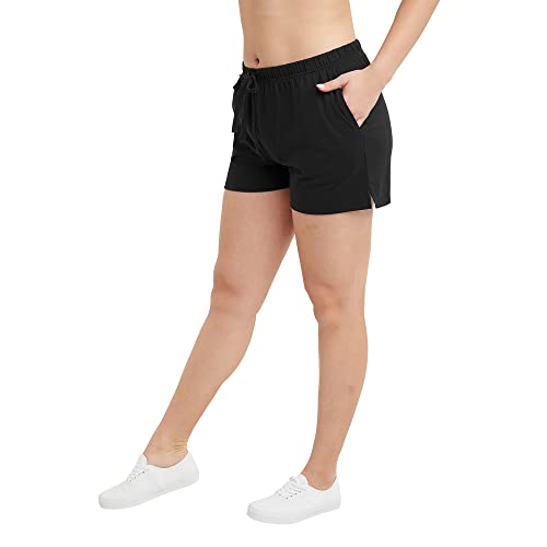 Hanes Originals, Cotton Jersey, Adjustable Shorts for Women, 2.5", Black