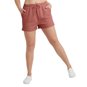 hanes originals garment dyed, fleece women, sweat shorts, 3", nantucket red