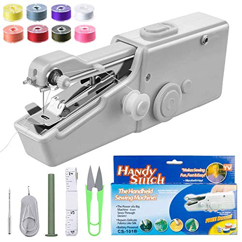 Handheld Sewing Machine, Portable Mini Cordless Handheld Electric Stitch Tool for Fabric Curtains Clothing Home Travel DIY Use