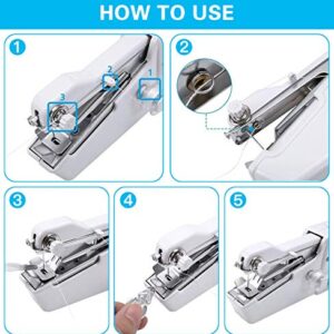 Handheld Sewing Machine, Portable Mini Cordless Handheld Electric Stitch Tool for Fabric Curtains Clothing Home Travel DIY Use