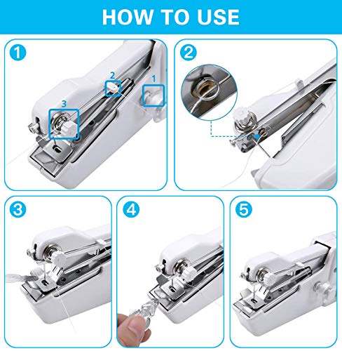 Handheld Sewing Machine, Portable Mini Cordless Handheld Electric Stitch Tool for Fabric Curtains Clothing Home Travel DIY Use