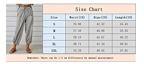 Womens Casual Capri Pants Elastic Waist Drawstring Summer Lounge Baggy Trousers Cinch Bottom Lantern Ankle Pants with Pockets