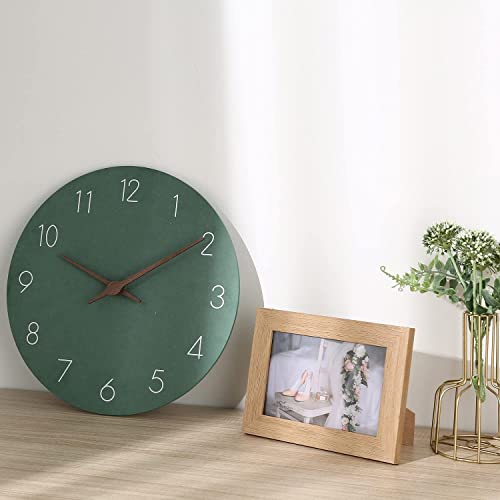 Wall Clock 12 Inch Large Wall Clocks Battery Operated Rustic Wooden Modern Silent Wall Clock Round Easy to Read Non Ticking Analog Clock for Bedroom Living Room Office Kitchen Bathroom Home Deoor